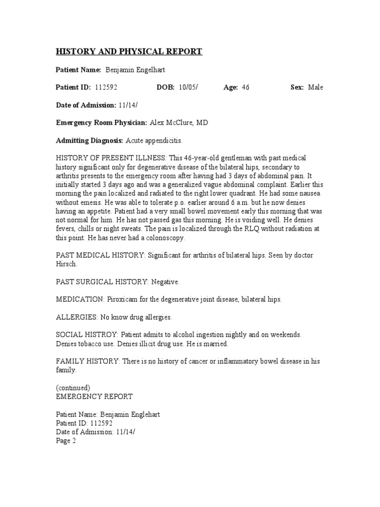 History and Physical Report | Download Free PDF | Heart | Blood