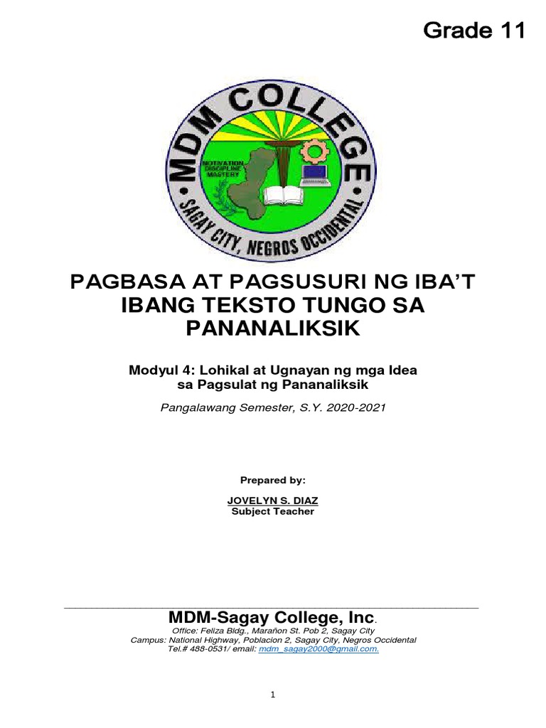 Module 4 - Pagbasa at Pagsusuri .... | PDF