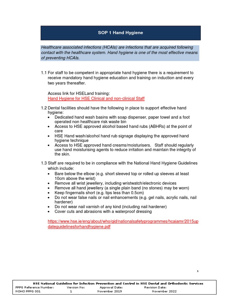 Sop-1-Hand-Hygiene NOSI | PDF | Hand Washing | Hygiene