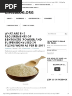 Use of Bentonite Slurry in Pile Foundation Cast In-Situ | PDF | Deep Foundation | Casing (Borehole)