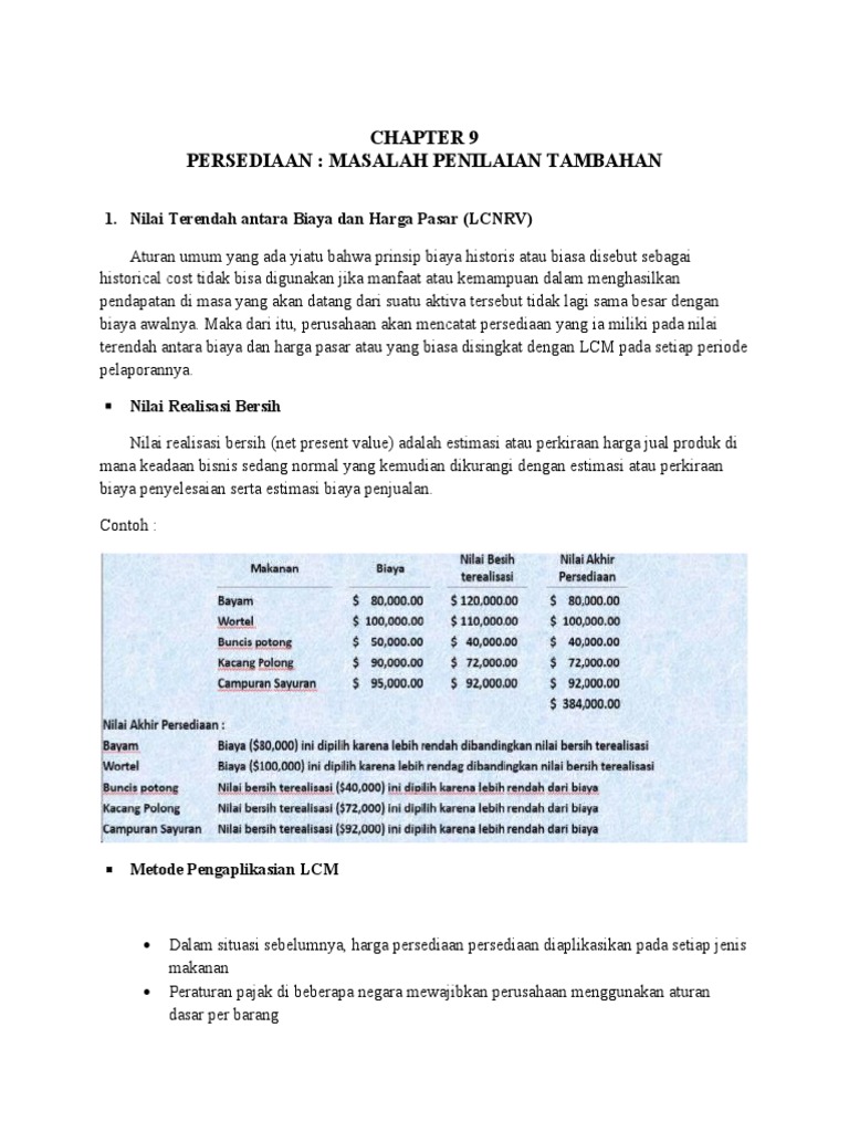 Chapter 9 PERSEDIAAN MASALAH PENILAIAN TAMBAHAN | PDF