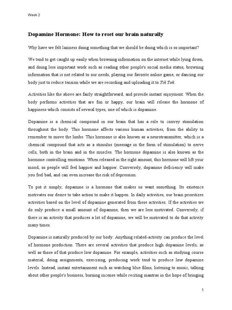 Resetting Your Dopamine Levels Naturally | PDF | Dopamine | Paragraph