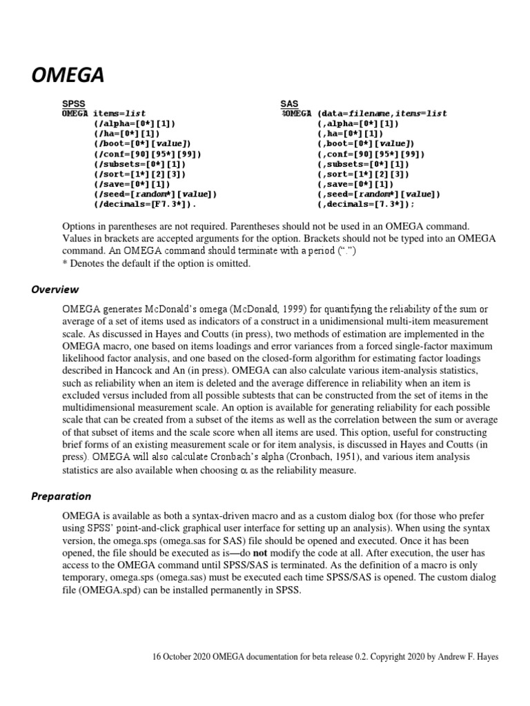 Omega: %OMEGA (Data Filename, Items List | PDF | Bootstrapping ...