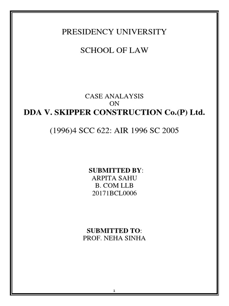 Presidency University School of Law: Dda V. Skipper Construction Co. (P ...