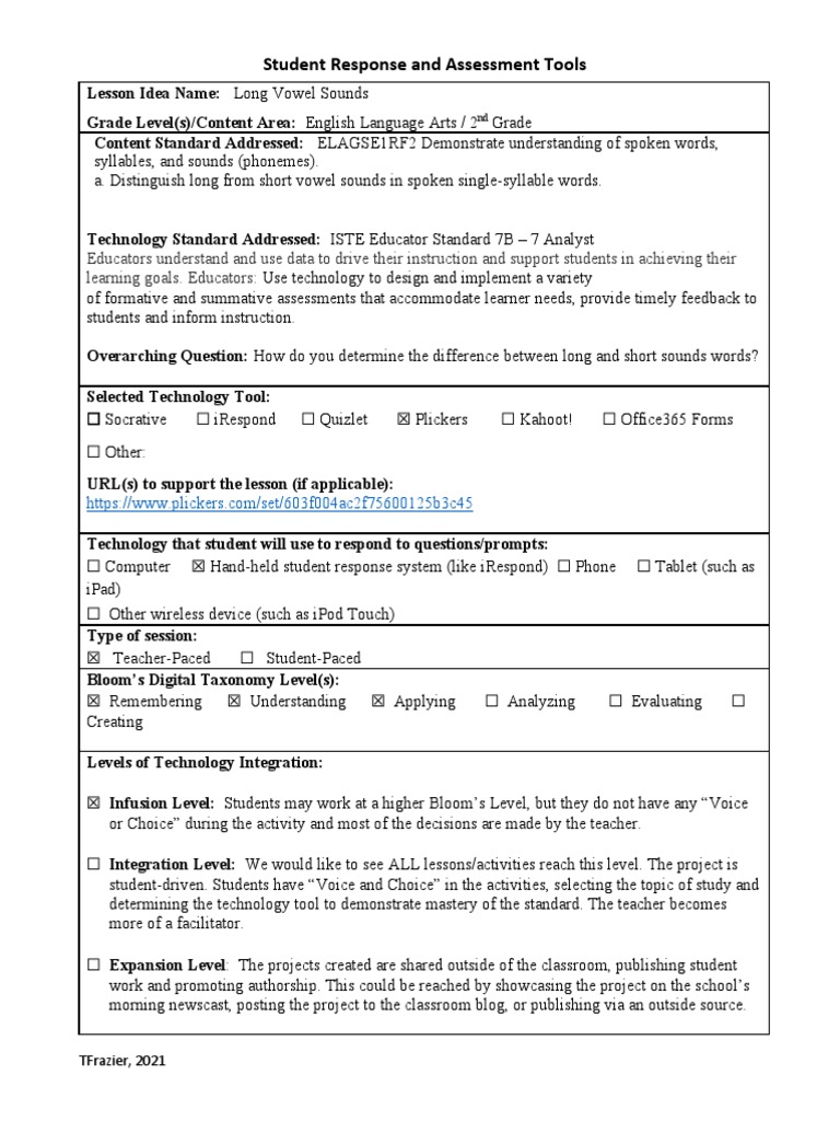 m07 Student Response Tools Lesson Idea Template 1 | PDF | Educational ...