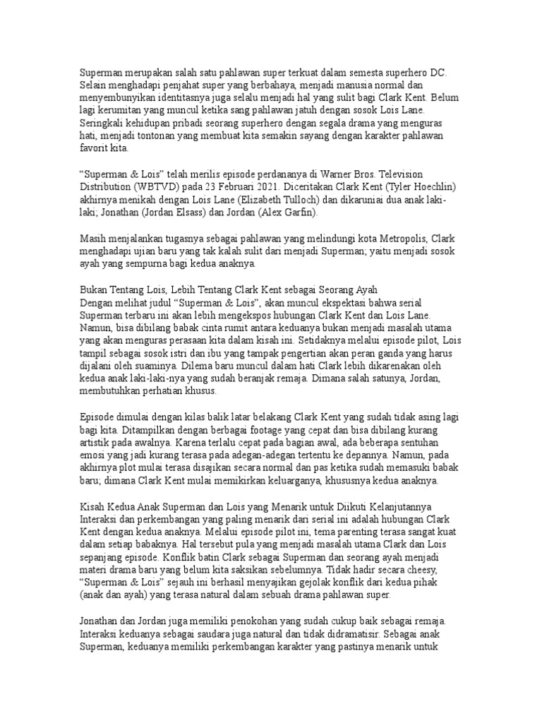 Sinopsis Superman and Lois | PDF