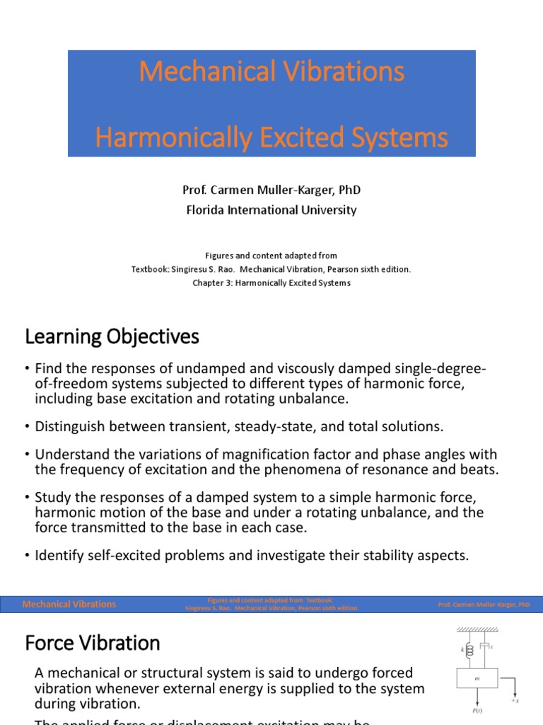 Mechanical Vibration CH 3 Harmonically Excited Systems | PDF | Resonance | Physical Phenomena