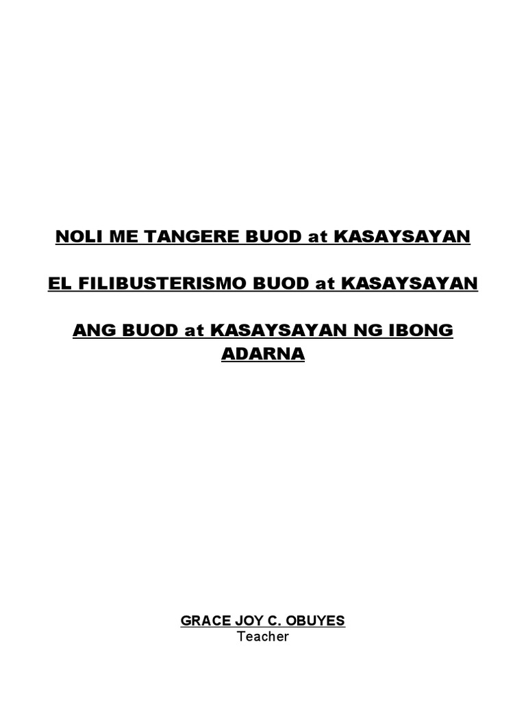 NOLI, EL FILI at IBONG ADARBA | PDF
