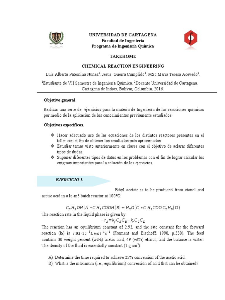 Análisis de reacciones químicas mediante el uso de reactores batch y sus ecuaciones de velocidad ...