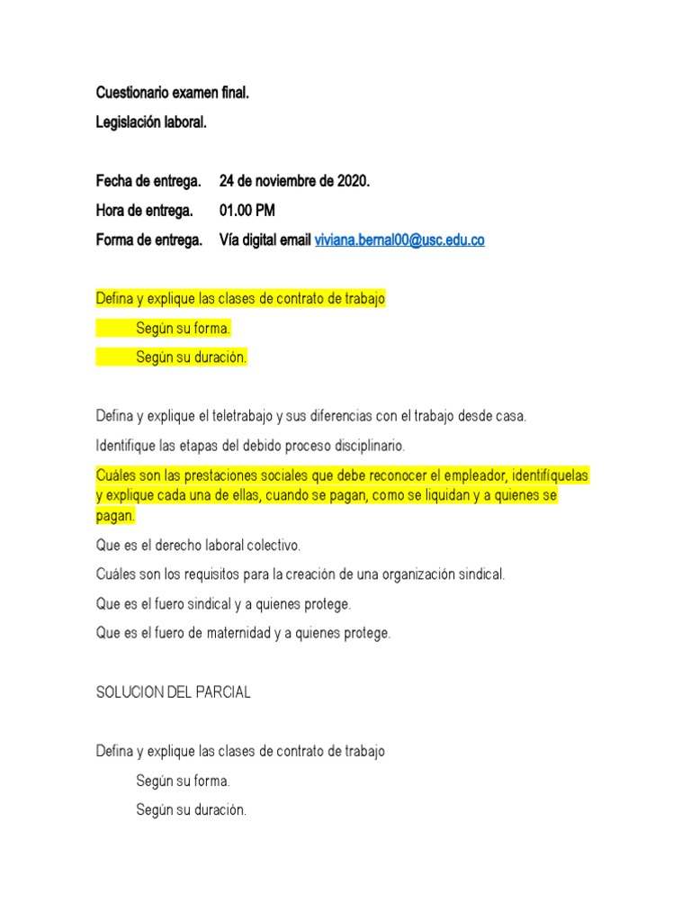 Cuestionario de Bianeth | PDF | Derecho laboral | Vacaciones