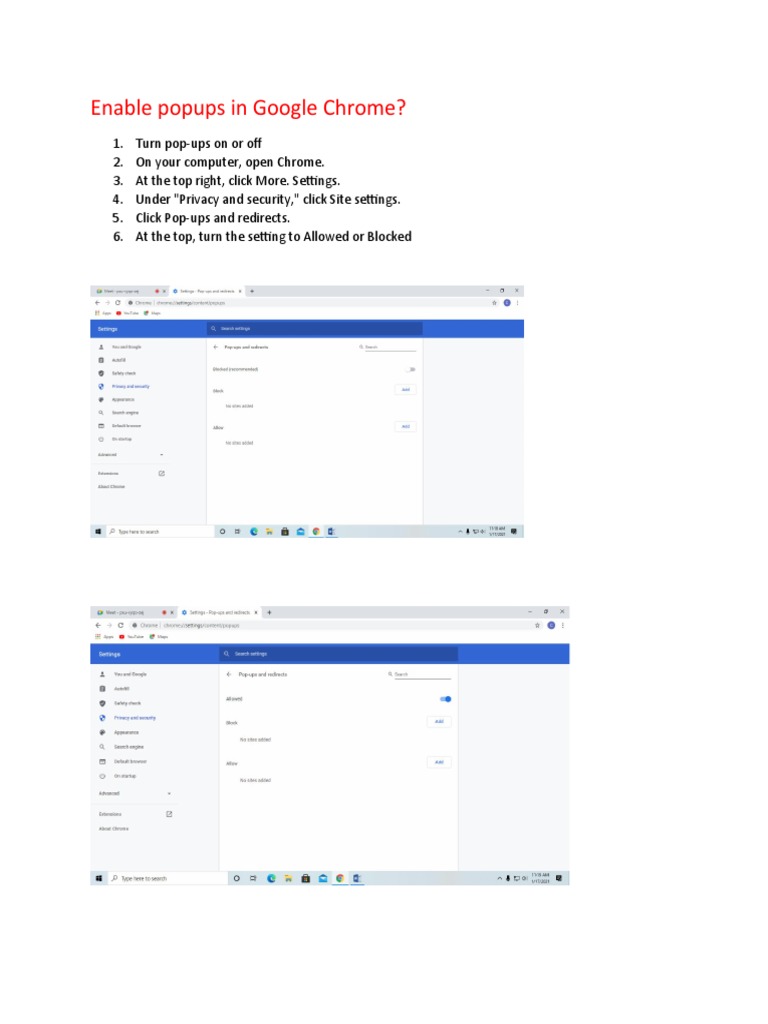 Enable Popup in Chrome | PDF