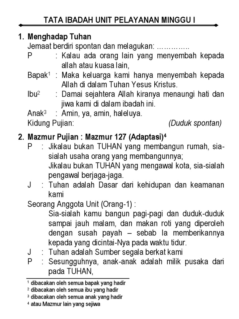 Tata Ibadah Unit 3 Hermon Jemaat GPM Elpaputih | PDF