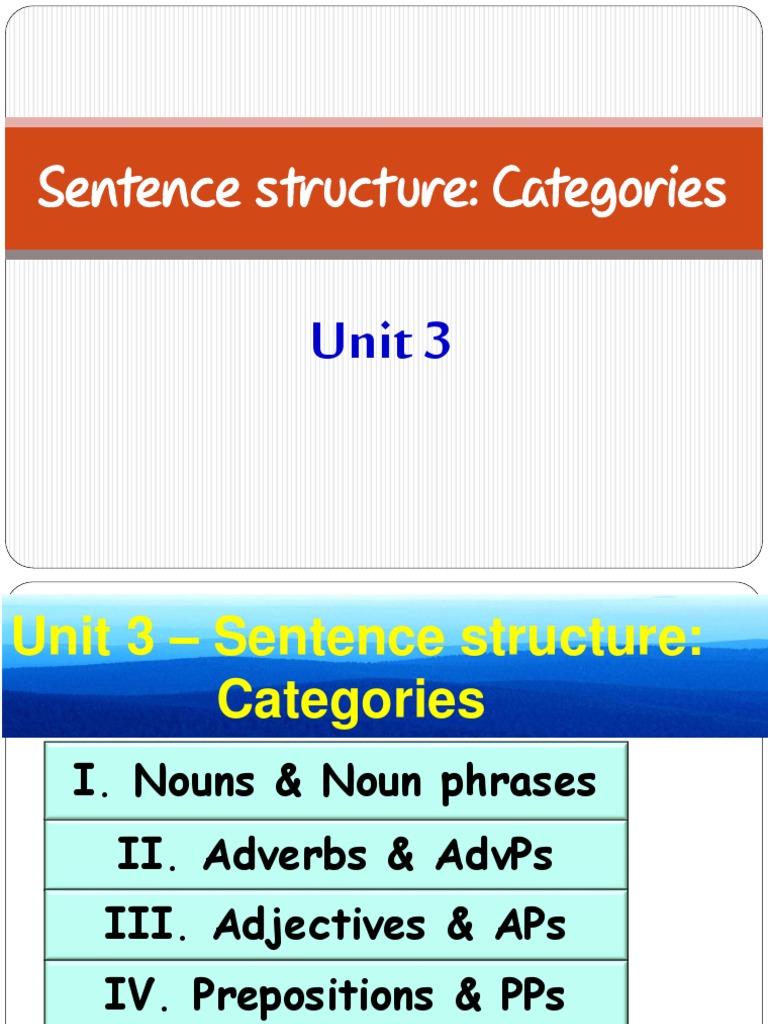 Sentence Structure: Categories Overview | PDF | Noun | Phrase
