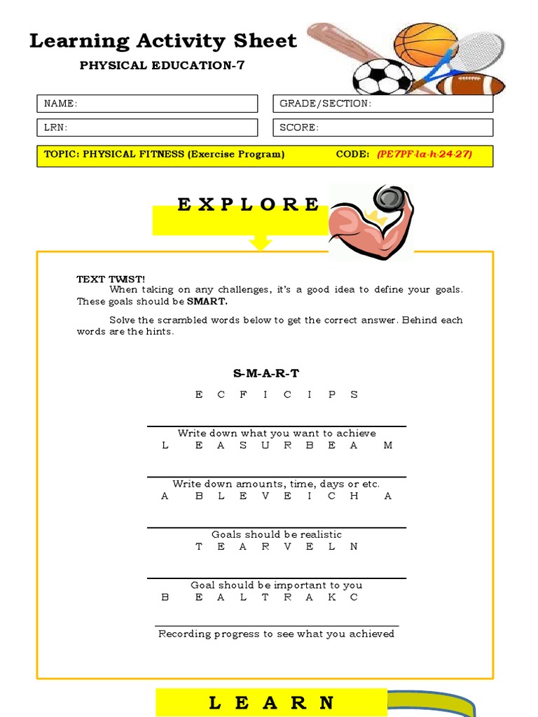 Learning Activity Sheet: Explore | Download Free PDF | Physical Fitness ...