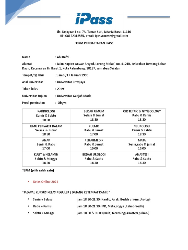 Formulir Ipass | PDF
