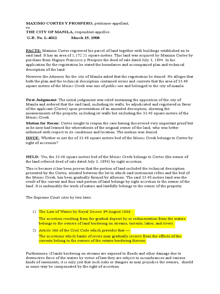 Manila land accretion case | PDF | Stream | Common Law