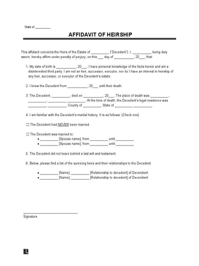 Affidavit of Heirship Template | PDF | Politics | Social Science