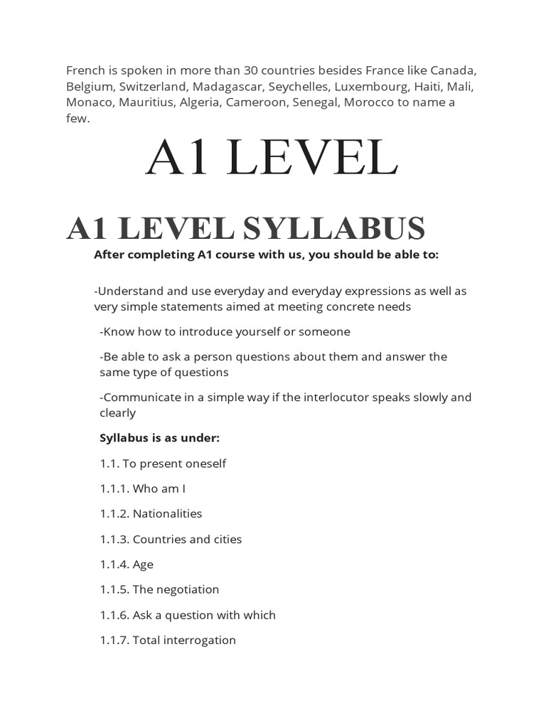 French Language Syllabus Overview | PDF | Verb | Linguistic Morphology