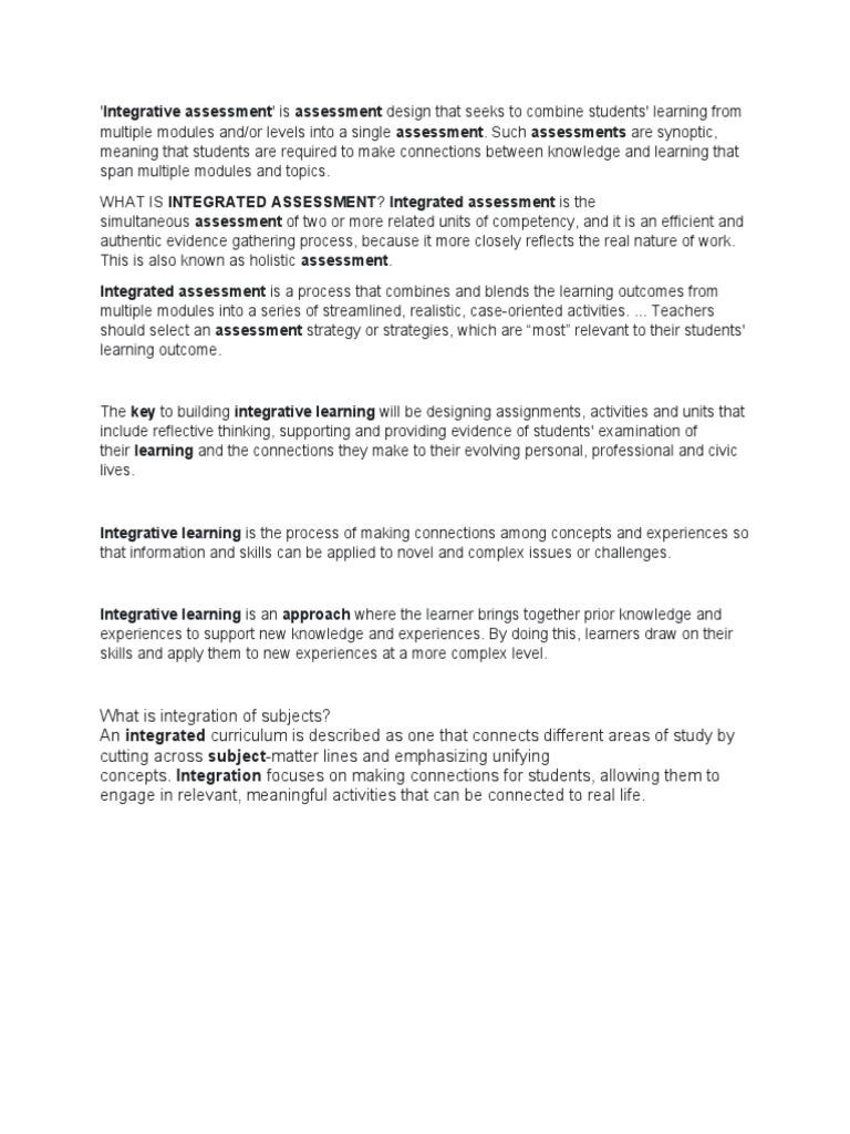 Integrative Assessment | PDF