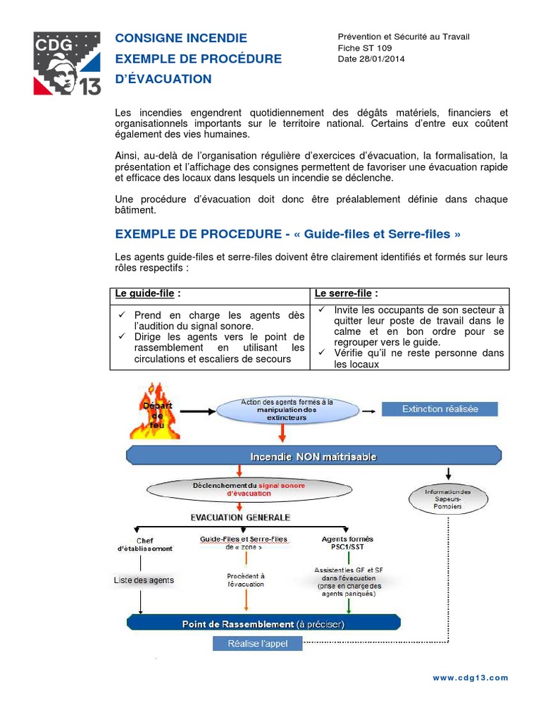 ST 109 Consigne Incendie Exemple de Procedure D Evacuation | PDF ...