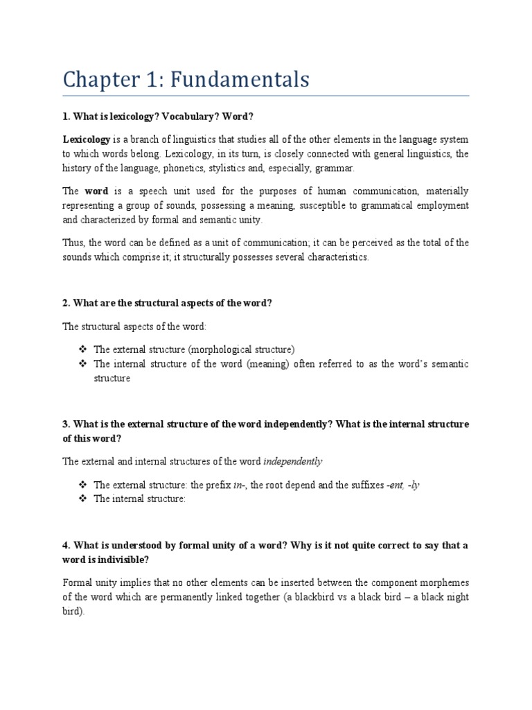 Introduction To Lexicology | PDF | Lexicology | Word