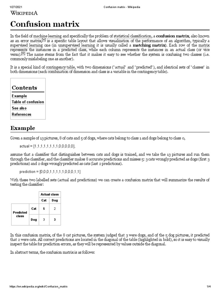 Confusion Matrix - Wikipedia | PDF | Applied Statistics | Machine Learning