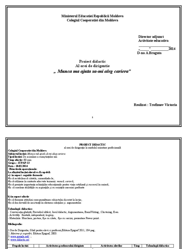 0 Proiect Didactic Lectie Deschisa | PDF