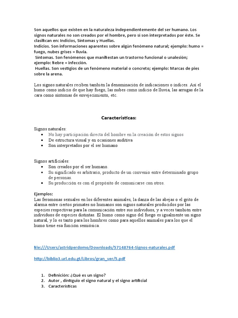 Los signos naturales y artificiales: sus características y diferencias ...