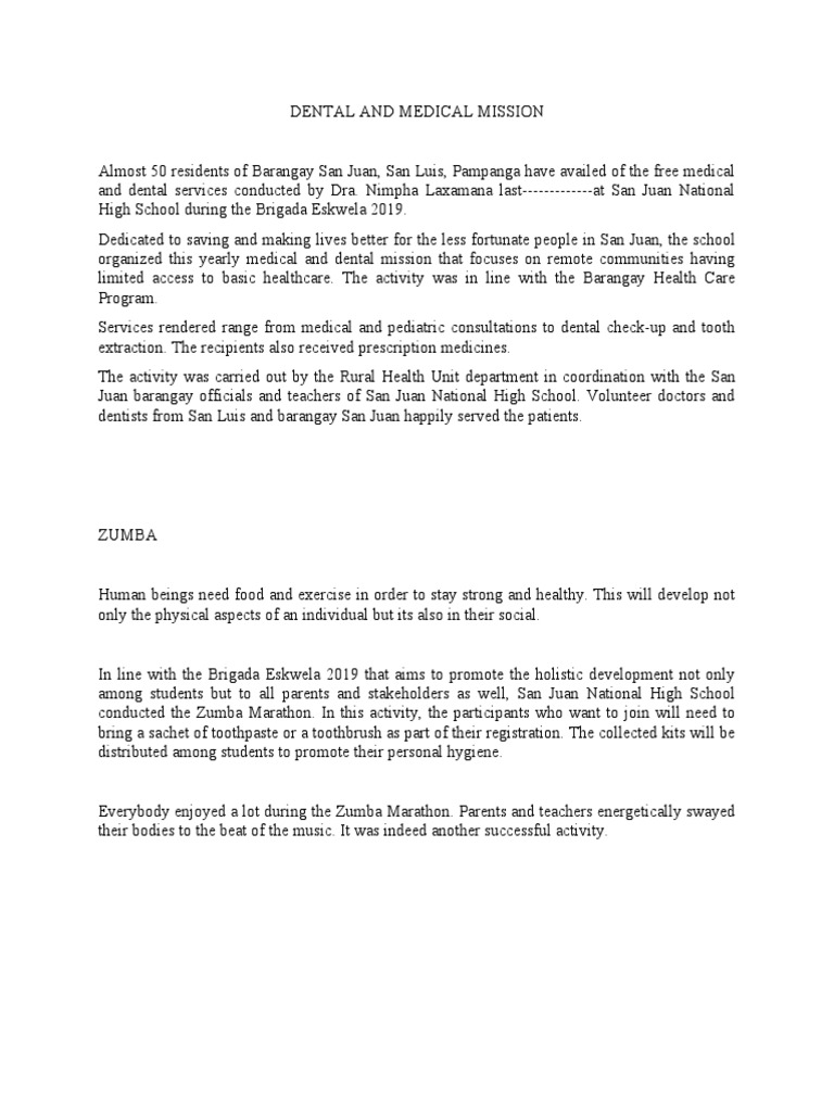 Dental and Medical Mission | PDF | Dentist | Health Care