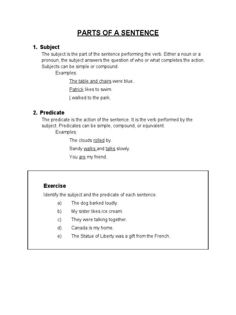 Parts of A Sentence | PDF