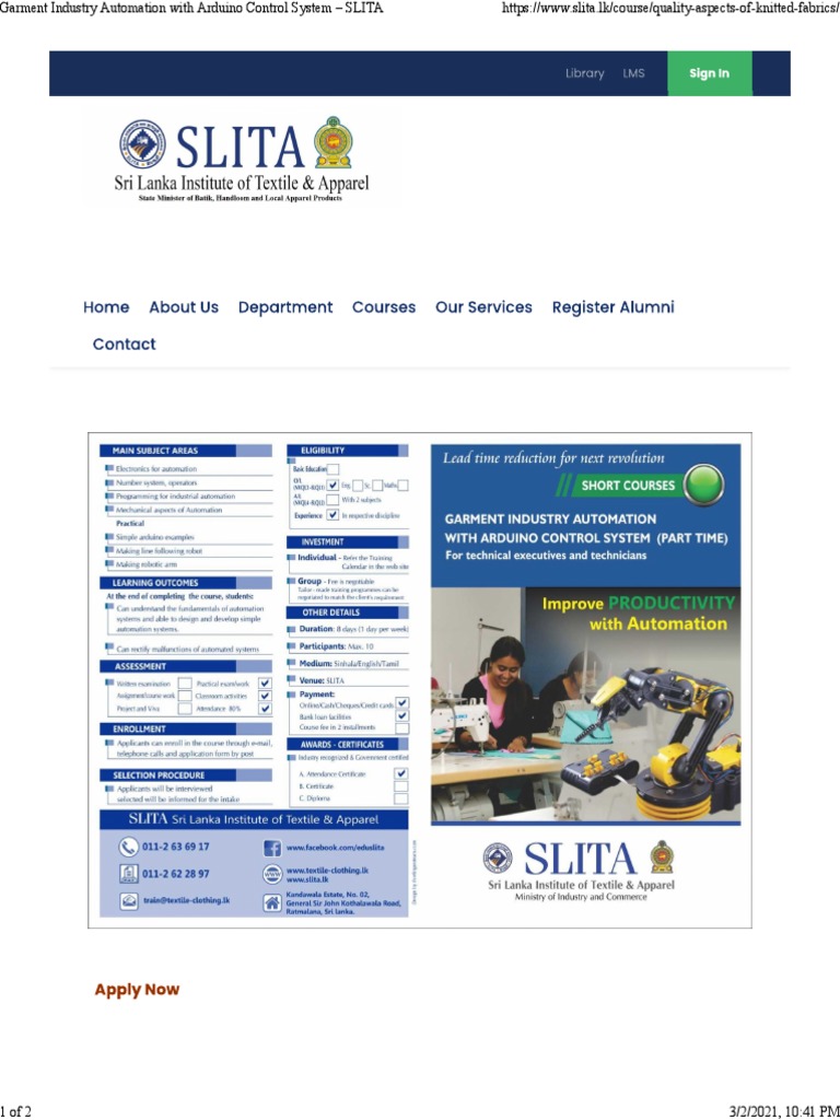 Garment Industry Automation With Arduino Control System | PDF