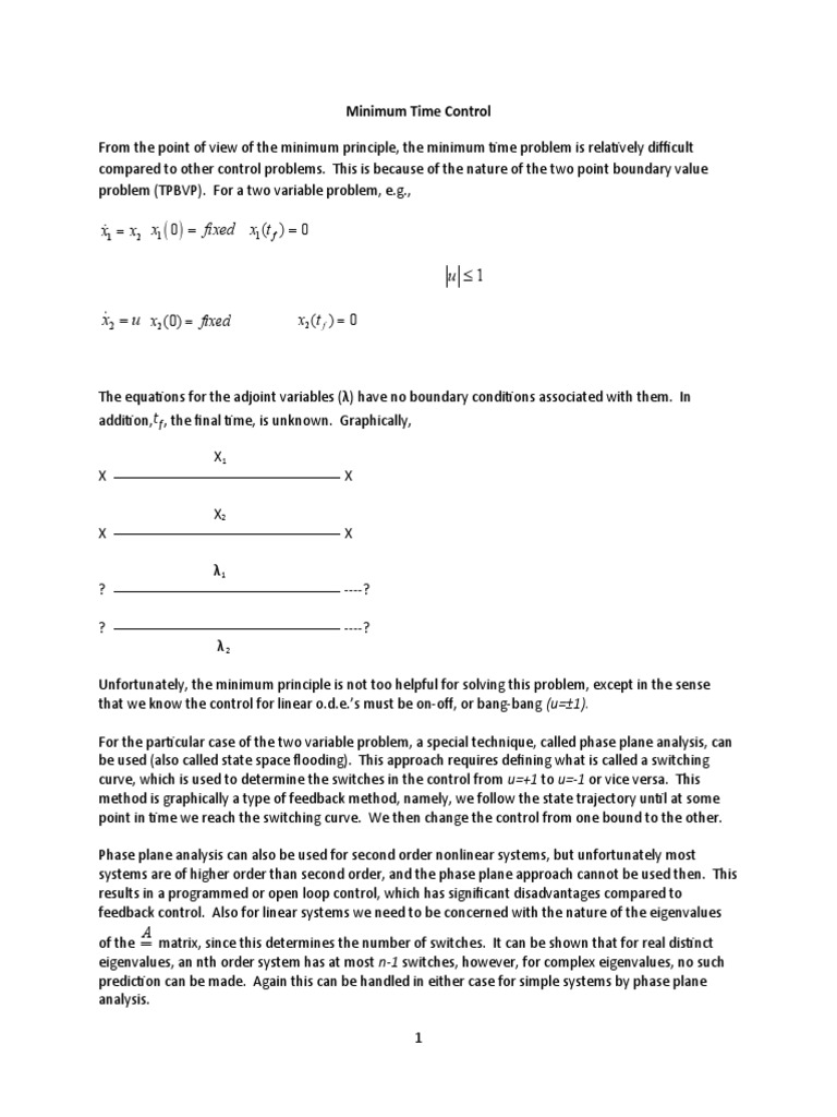 Minimum Time Control Pdf Optimal Control Boundary Value Problem