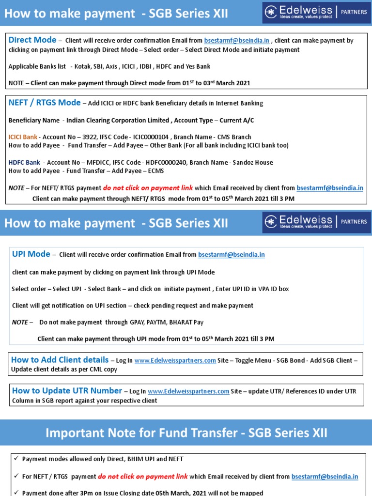 How To Make Payment - SGB Series XII: Direct Mode | PDF | Payments | Services (Economics)