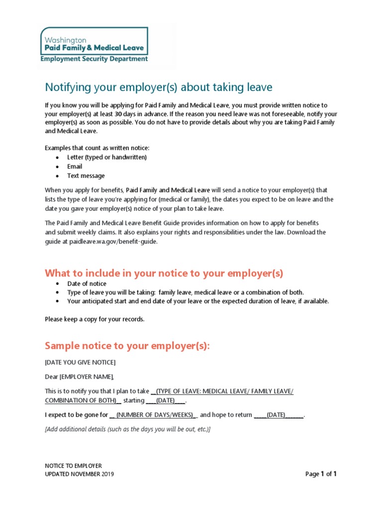 Notifying Your Employer(s) About Taking Leave | PDF