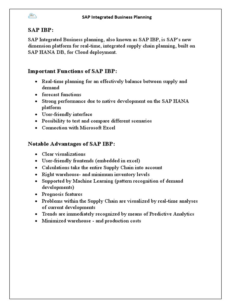 Sap Ibp | PDF | Supply Chain | Inventory
