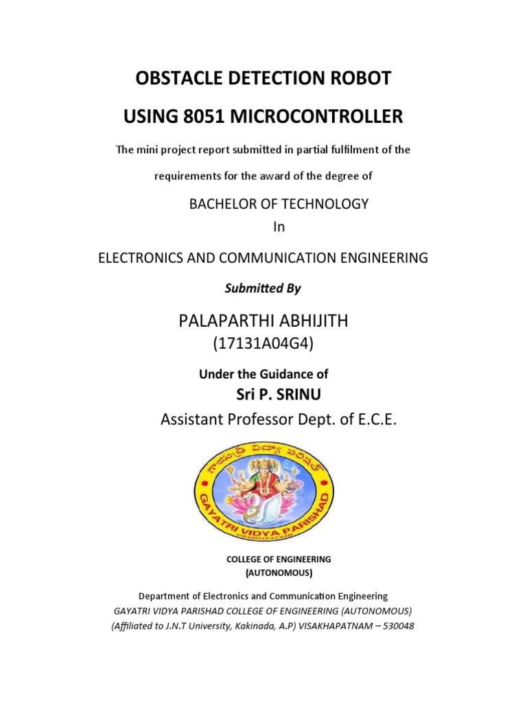 Obstacle Detection Robot Using 8051 Microcontroller: Palaparthi Abhijith | PDF | Computer ...