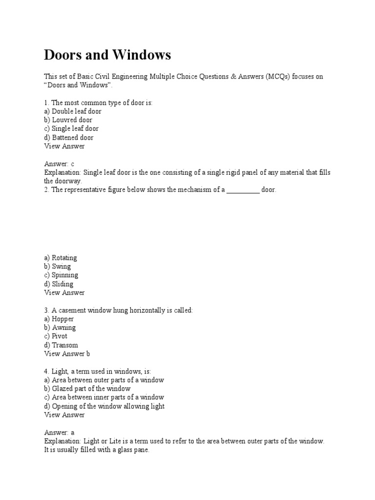 Doors and Windows | PDF | Window | Door