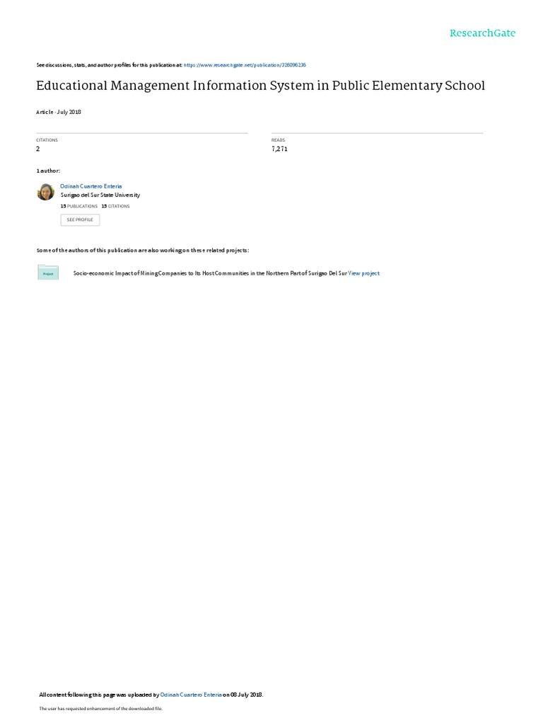 Educational Management Information System in Public Elementary School ...