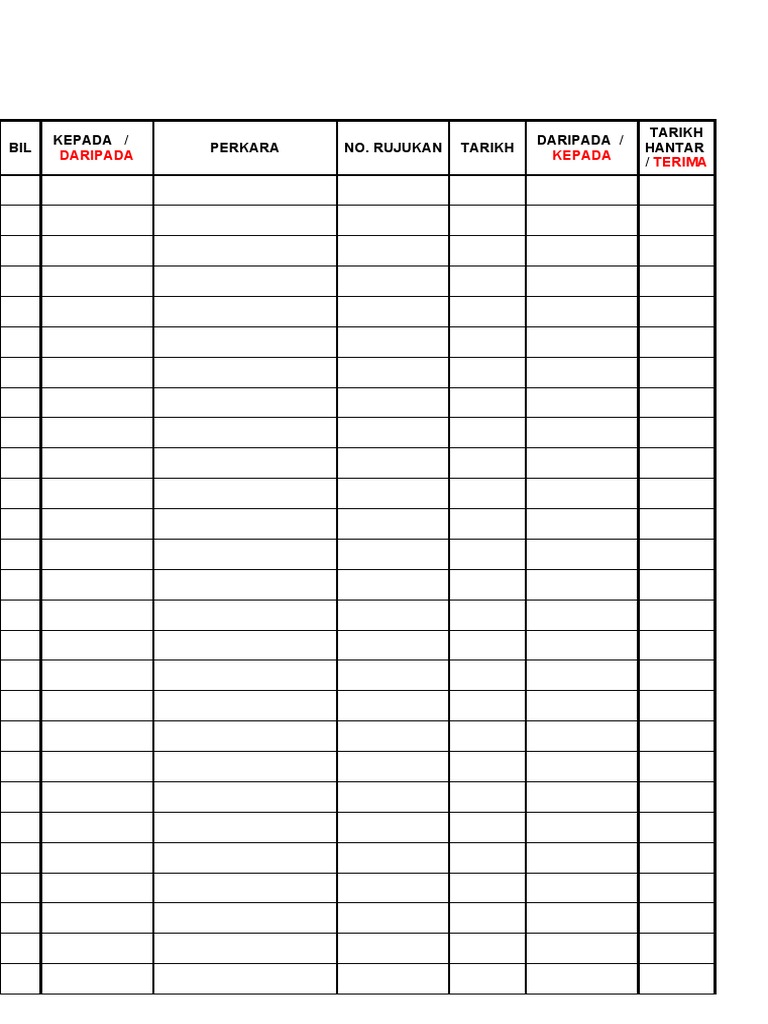 Contoh Format Keluar Masuk Surat | PDF