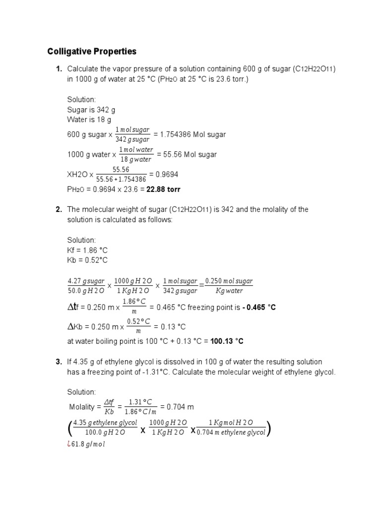 Colligative Properties | PDF | Chemical Process Engineering | Water