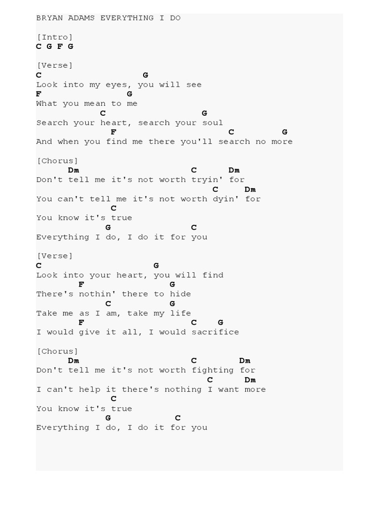 Bryan Adams Everything I Do | PDF