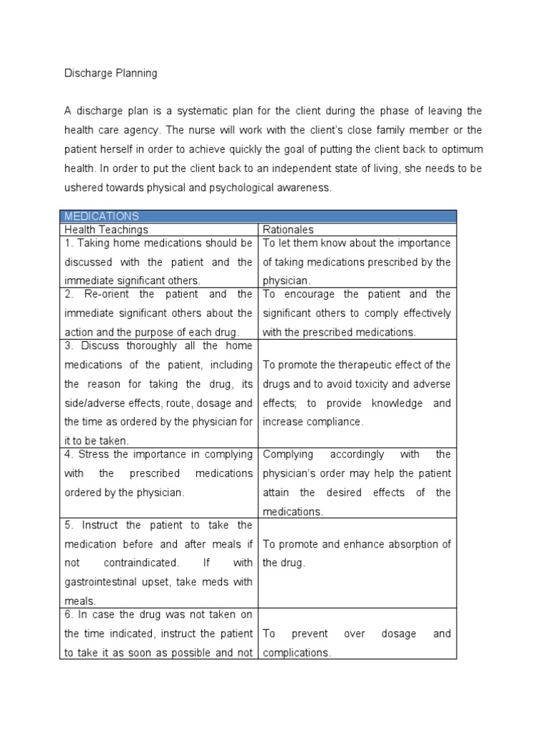 Discharge Planning | PDF | Patient | Therapy