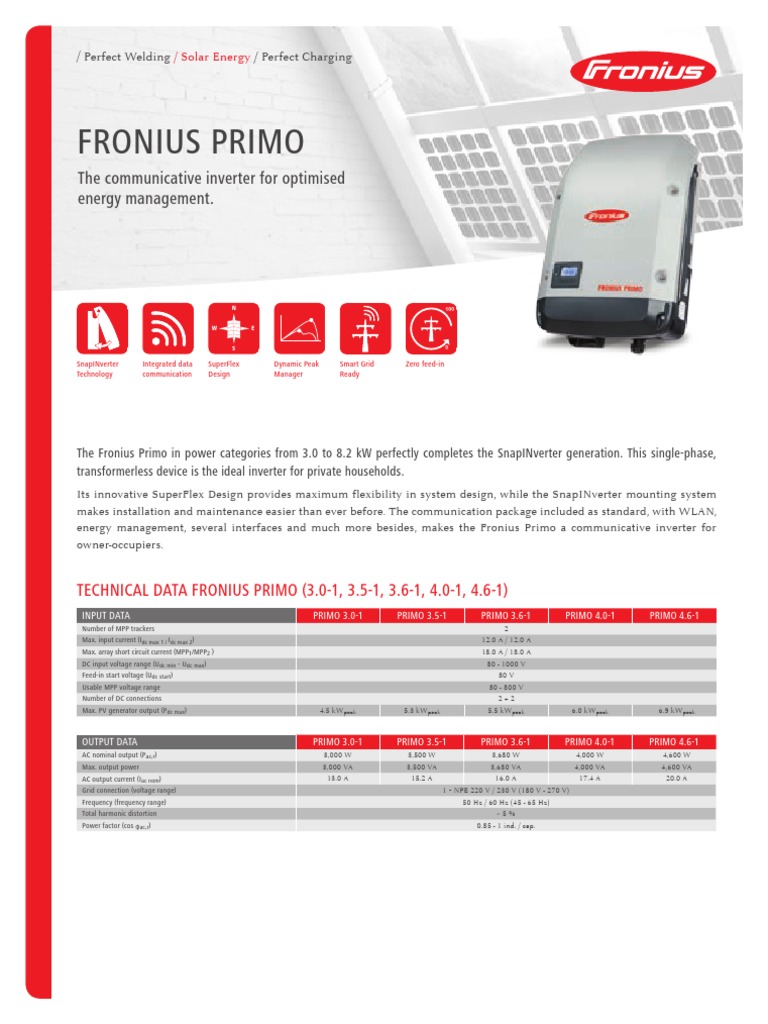 Fronius-Primo Inverter 3-8,2 KW | PDF | Power Inverter | Alternating ...