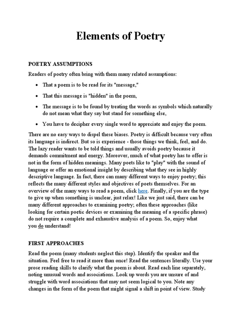 Elements of Poetry | PDF