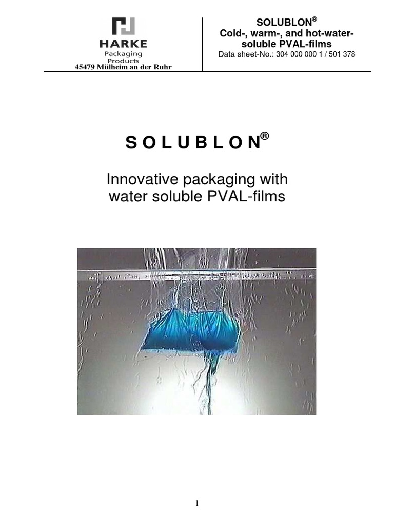 Solublon: Innovative Packaging With Water Soluble PVAL-films | PDF ...