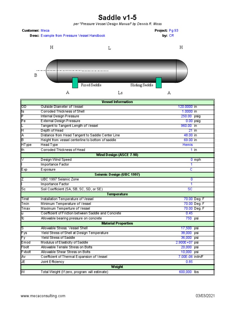 Saddle v1-5: Fixed Saddle Sliding Saddle | PDF | Bending | Stress ...