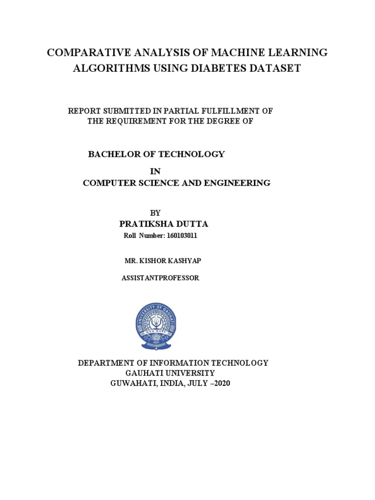 Comparative Analysis Of Machine Learning Algorithms Using Diabetes