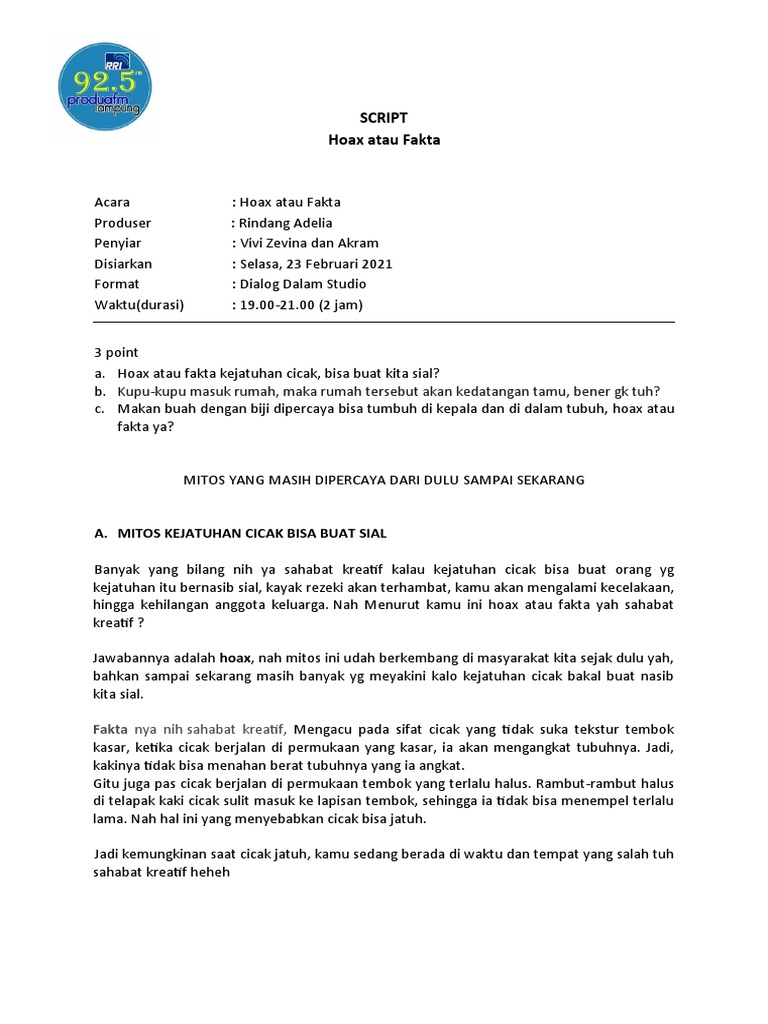 Script Hoax Atau Fakta Delia | PDF