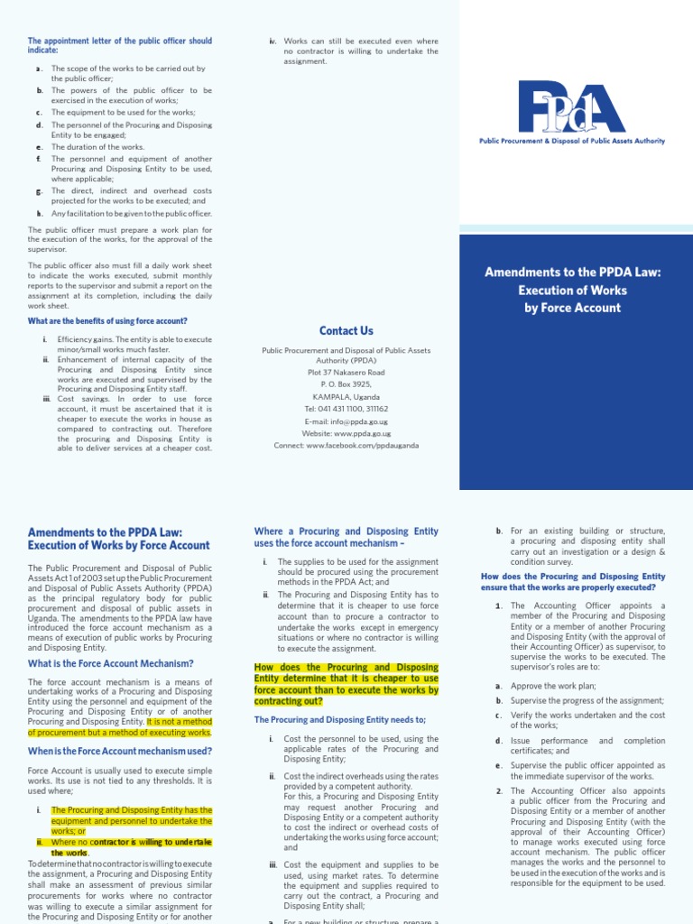 Force Account Execution Guidelines | PDF | Procurement | Cost