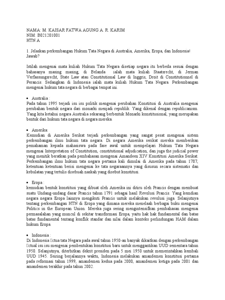 Perkembangan Hukum Tata Negara Global | PDF | Politik | Sejarah